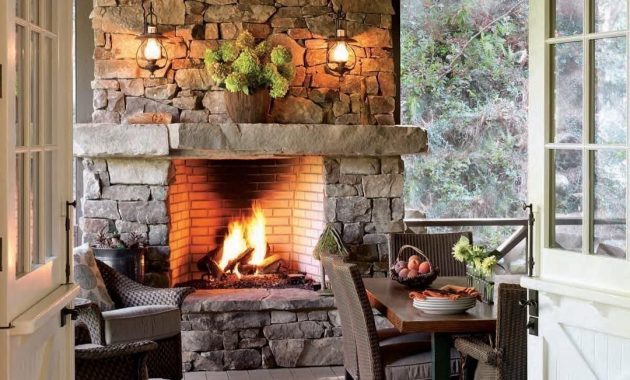 42 Fabulous Rock Stone Fireplaces Ideas For Christmas Décor | ZYHOMY