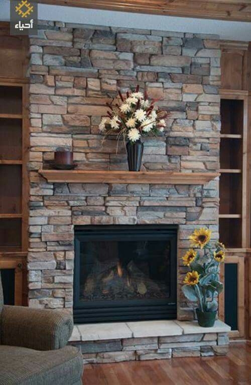 42 Fabulous Rock Stone Fireplaces Ideas For Christmas Décor | ZYHOMY