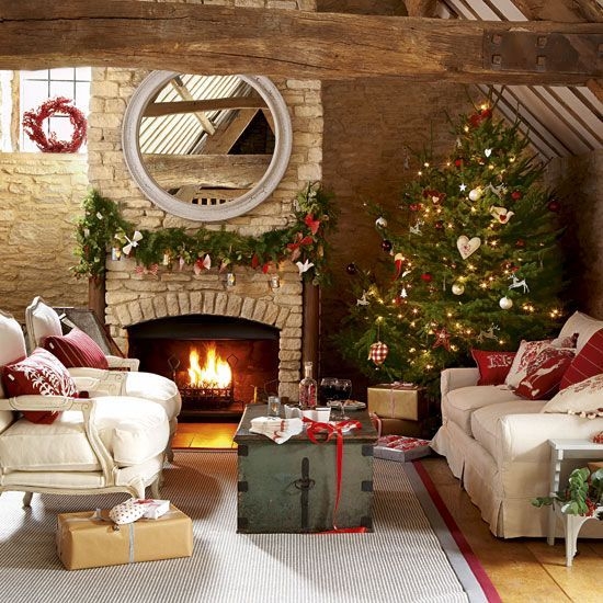 40 Gorgoeus Rustic Stone Fireplace With Christmas Décor